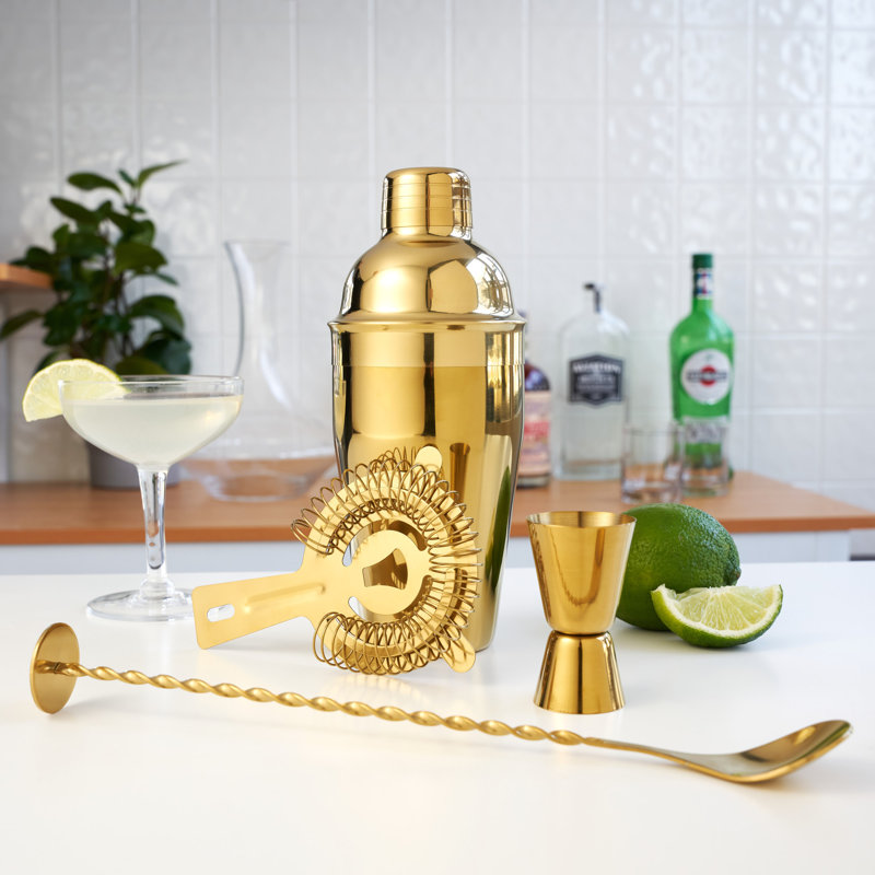 True 4-Piece Mixologist Barware Set in Gold & Reviews | Wayfair